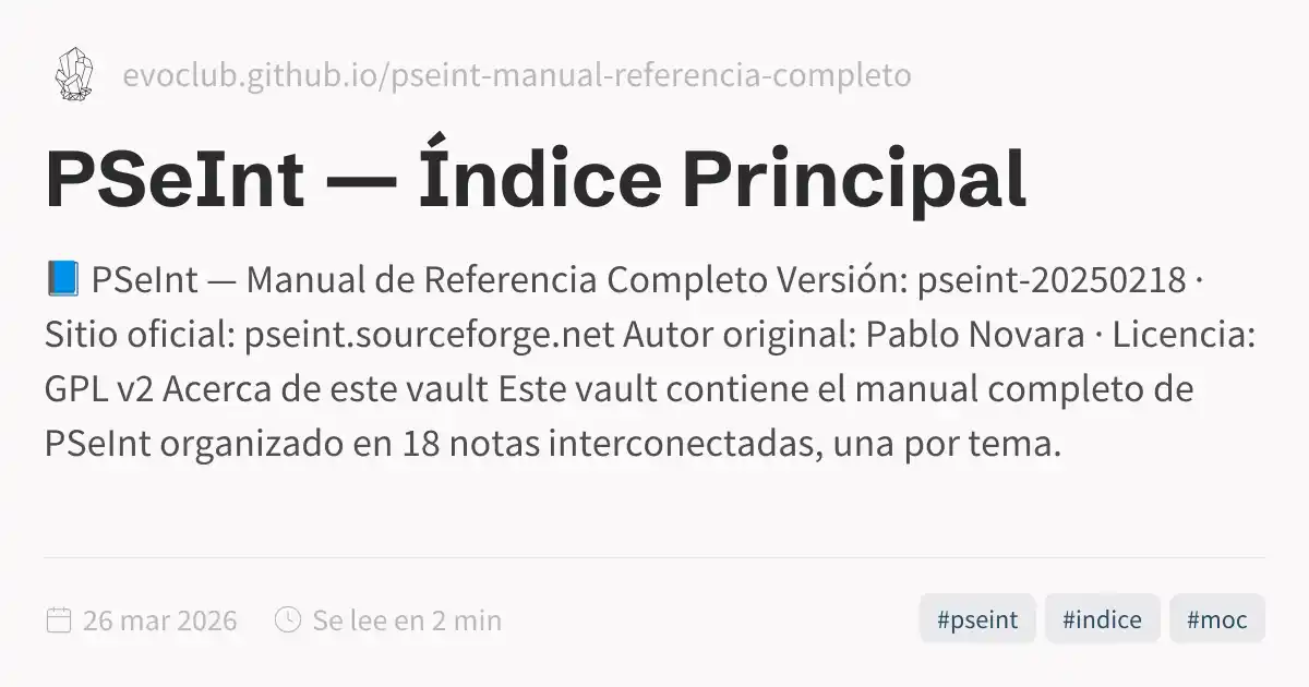 PSeInt — Índice Principal